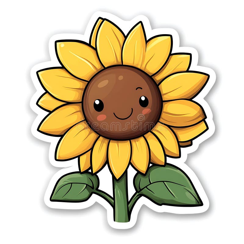Happy Sunflower Sticker Design for Creative Projects Stock Illustration ...
