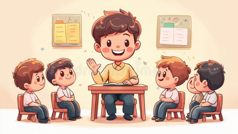 Engaging School Session Teacher and Students in a Cozy Classroom ...