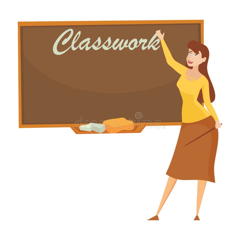 Teacher Presenting Front Blackboard Stock Illustrations 49 Teacher
