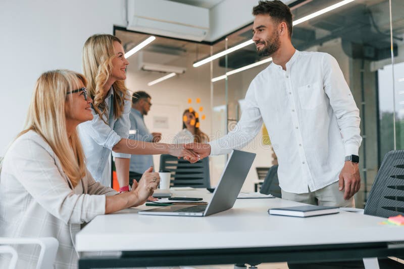 Cheerful Team. Group of Professional Business People is in the Office ...