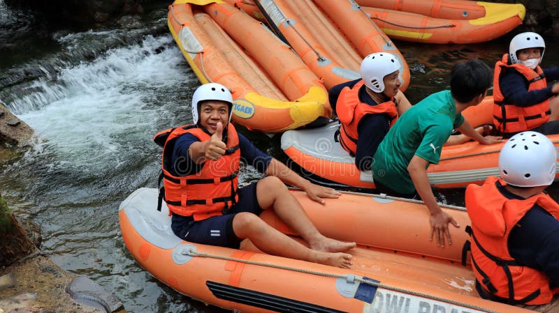 Cheerful Team is Rafting on a River Editorial Photo - Image of boat ...