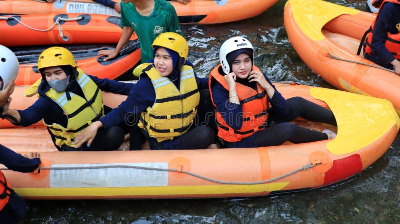 Cheerful Team is Rafting on a River Editorial Photo - Image of color ...