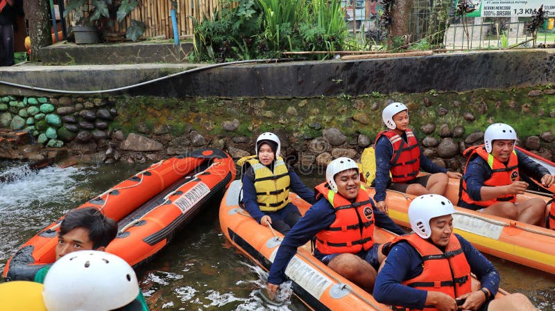 Cheerful Team is Rafting on a River Editorial Stock Image - Image of ...