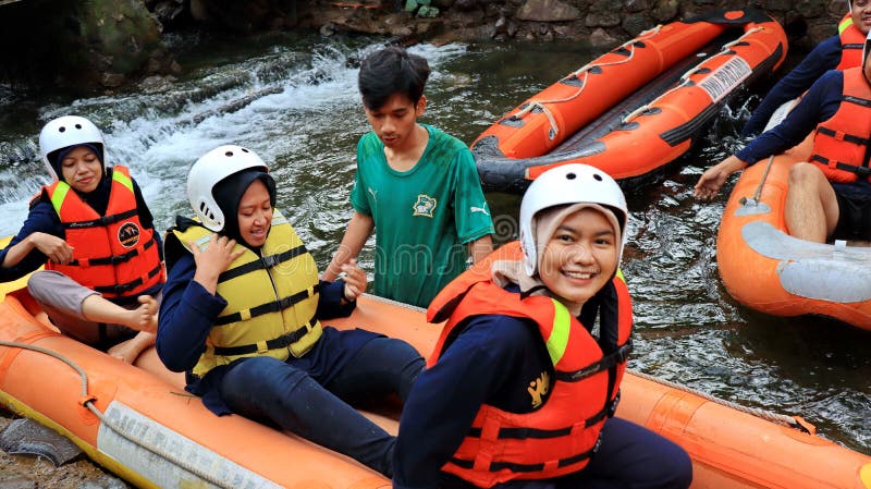 Cheerful Team is Rafting on a River Editorial Image - Image of leisure ...