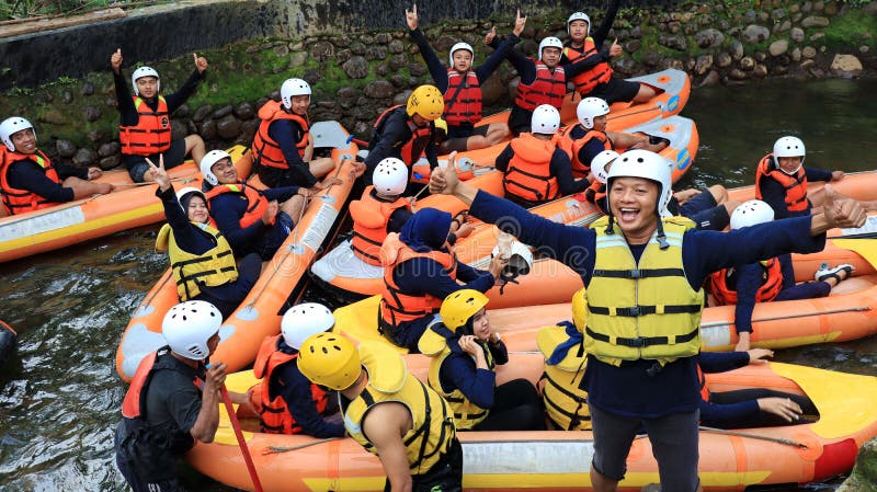 Cheerful Team is Rafting on a River Editorial Photo - Image of canoeing ...