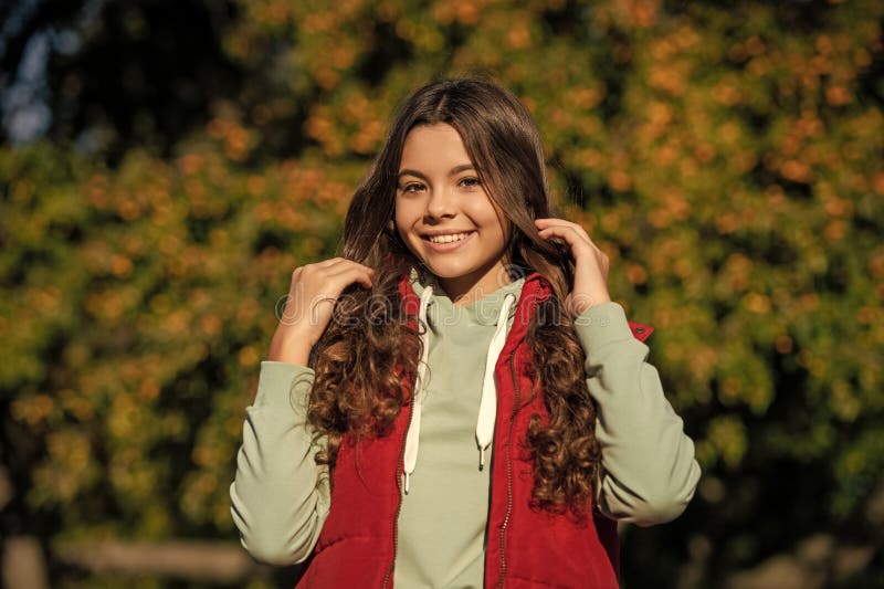 Cheerful Teen Girl Portrait Outdoor. Curly Teen Girl Portrait Outside ... Cheerful Teen Girl Portrait Outdoor. Curly Teen Girl Portrait Outside ...