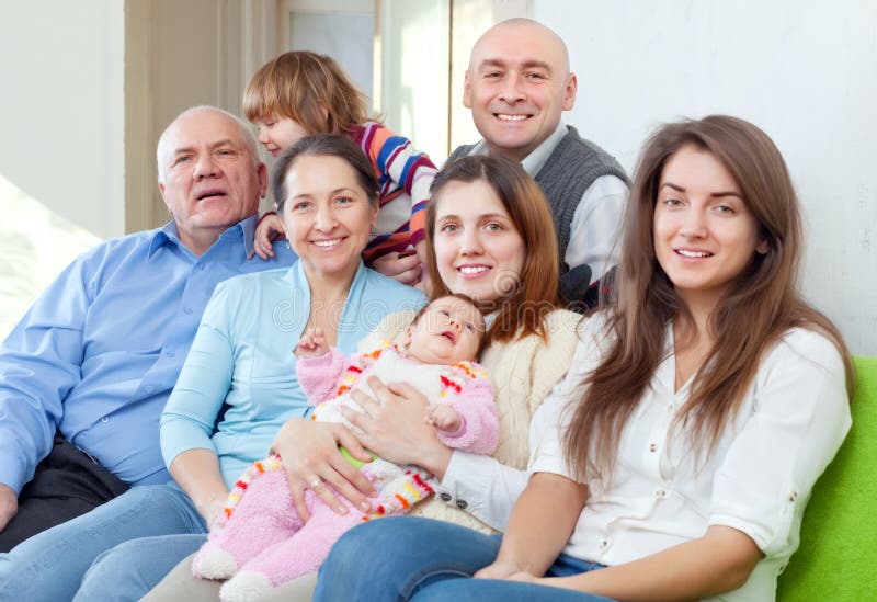 Cheerful Three Generations Family Stock Image - Image of happy, indoors ...