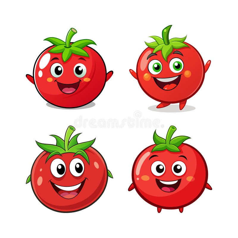 Cheerful Tomato: Fruit Character Stock Vector - Illustration of modern ...
