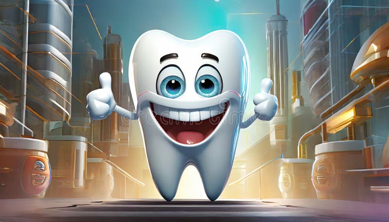 Cheerful tooth stock illustration. Illustration of background - 328063982