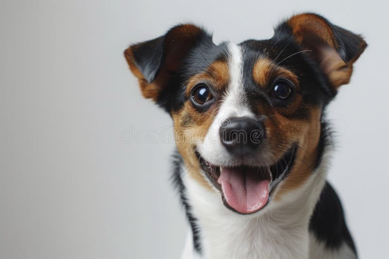 Cheerful Tri-colored Dog with a Playful Smile Stock Photo - Image of ...