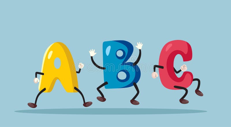 Happy a, B, C Letters Dancing Vector Characters Stock Vector ...