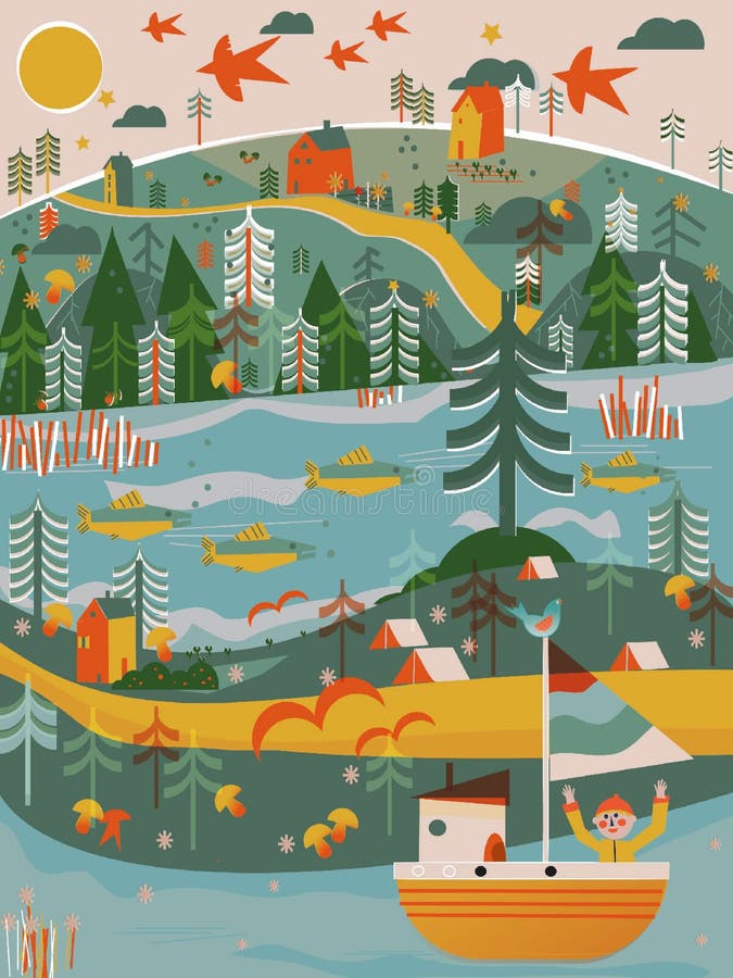 Cheerful vector image stock illustration. Illustration of houses ...