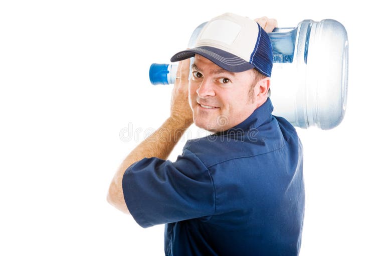 Cheerful Water Delivery Guy Stock Photo - Image of office, beverage ...