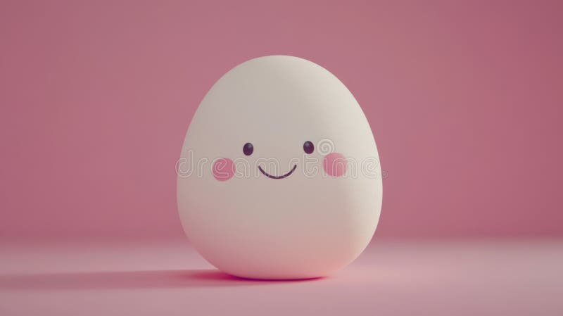 A Cheerful White Blob Character with a Smile, Against a Pink Background ...