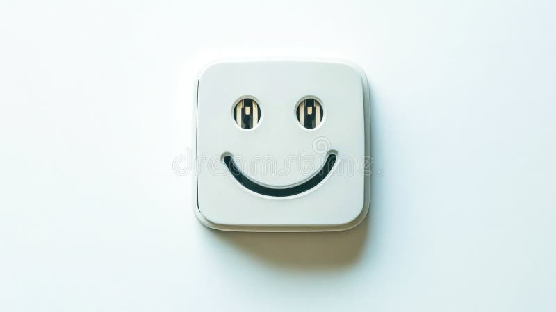 White Square Emoticon Smiling on White Background Stock Photo - Image ...