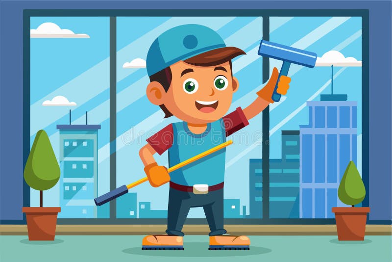 Cleaning Windows Cartoon Stock Illustrations – 480 Cleaning Windows ...