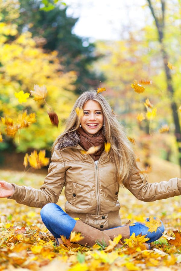 Autumn woman stock image. Image of face, forest, eyes - 16283799