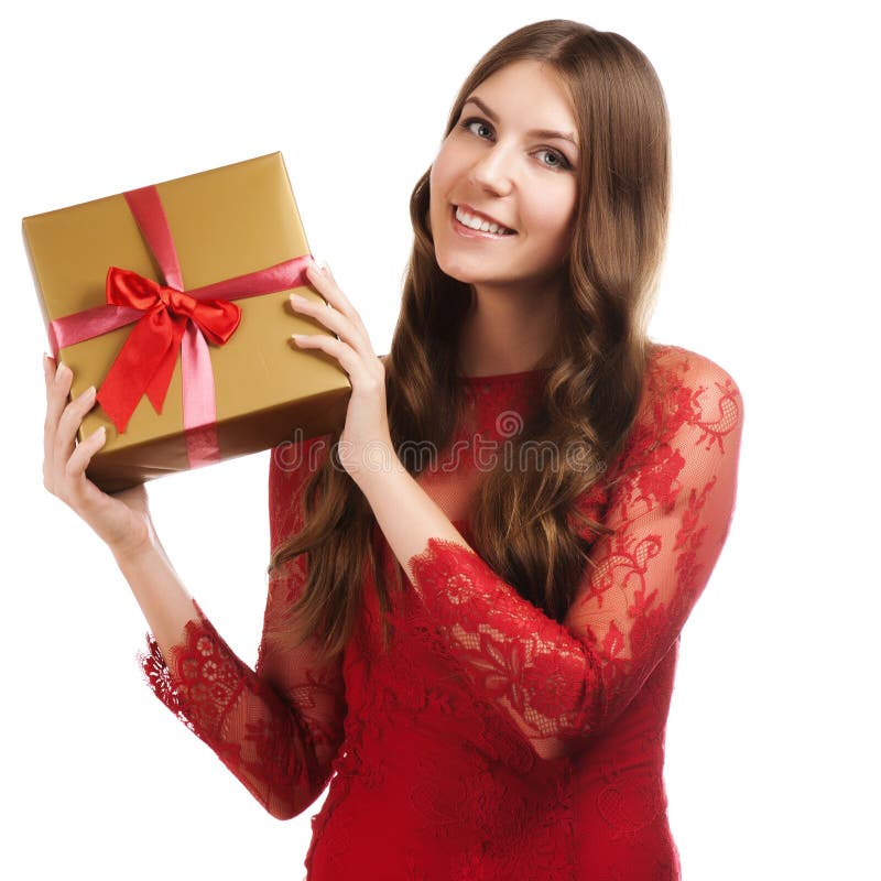 Cheerful Women with a Present Stock Photo - Image of gift, fashion ...