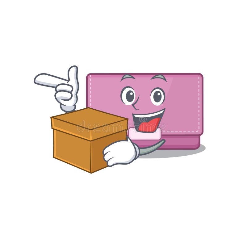 A Cheerful Womens Wallet Cartoon Design Concept Having a Box Stock ...