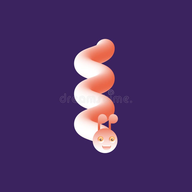 Cheerful Worm. Postcard. Illustration. Stock Vector - Illustration of ...