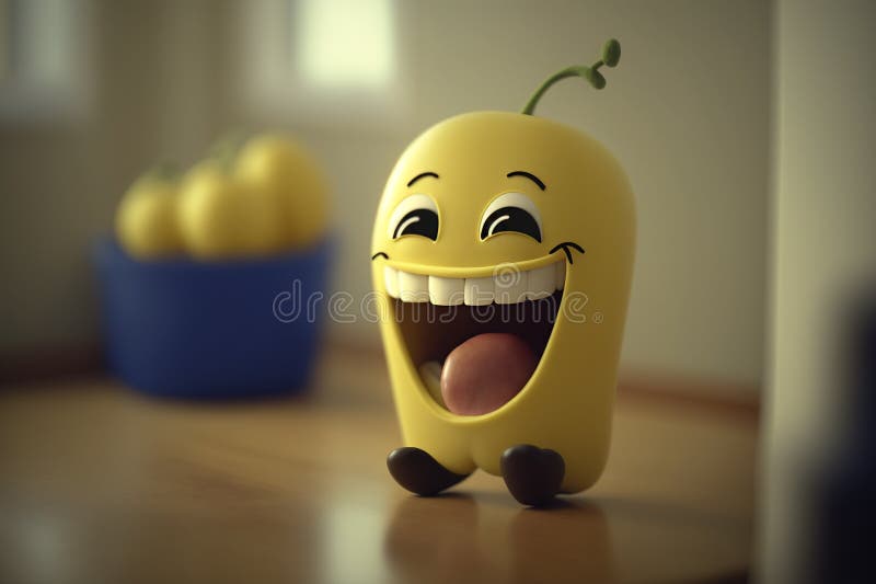 Cheerful Yellow Fruit Funny Character Illustration Generative AI Stock ...