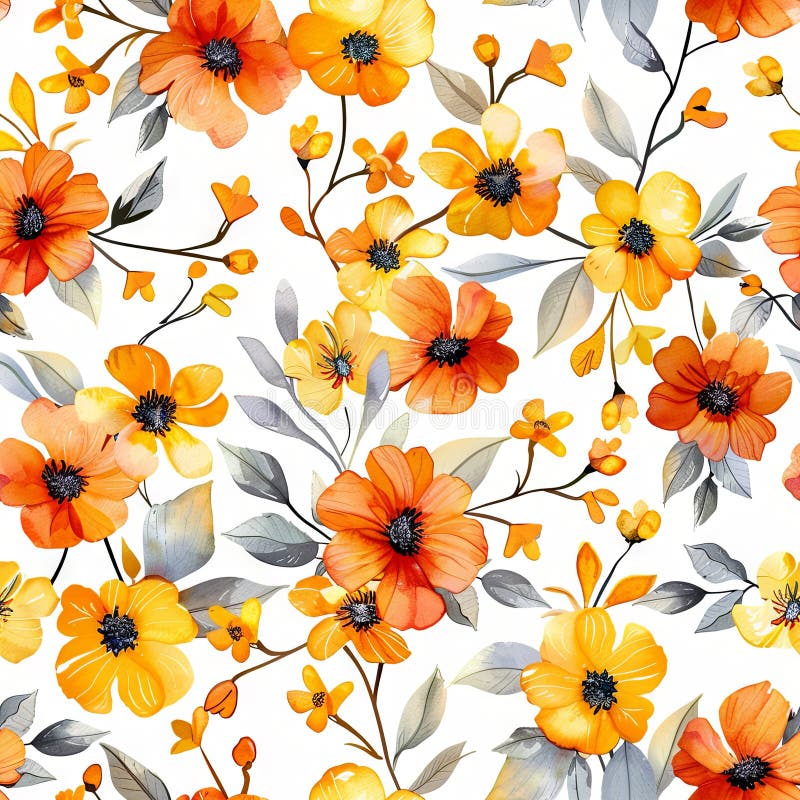 Cheerful Yellow and Orange Flowers on a White Background Stock ...