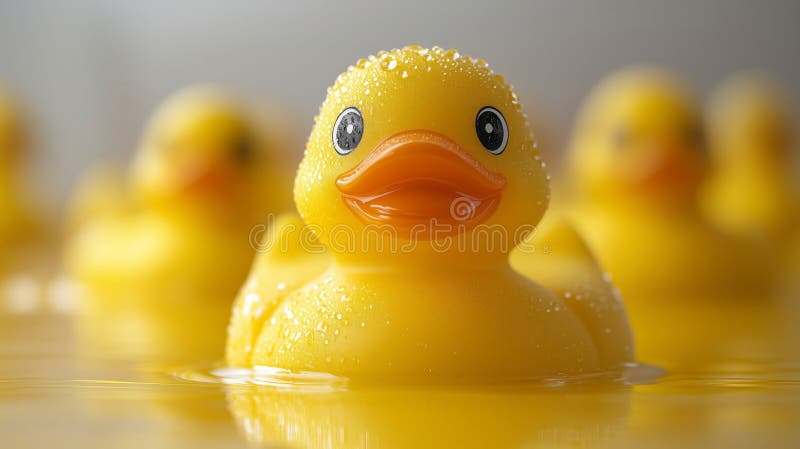 Cheerful Yellow Rubber Duck Floating Calm Water Scene Stock Photos ...