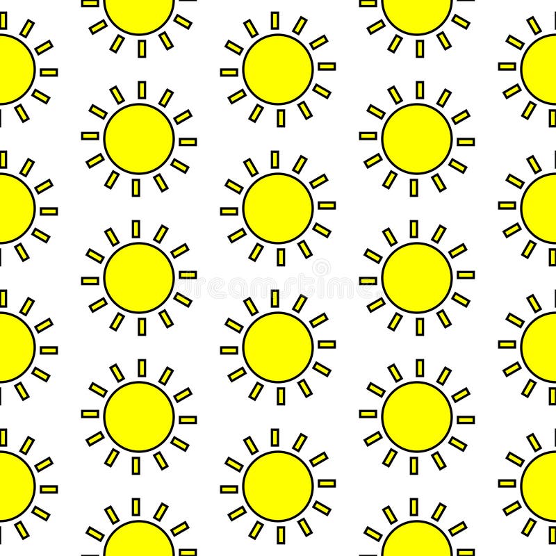 Bright Yellow Sun Pattern on a White Background Perfect for Summer ...