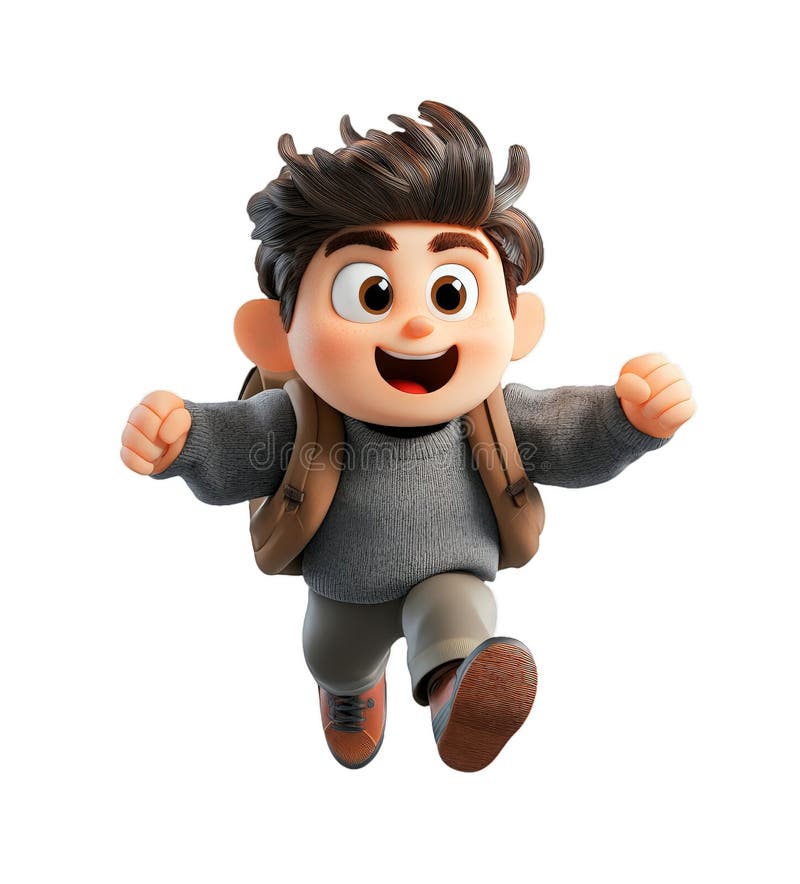 A Cheerful Young Boy, Captured in a Dynamic Running Pose, Exudes a ...