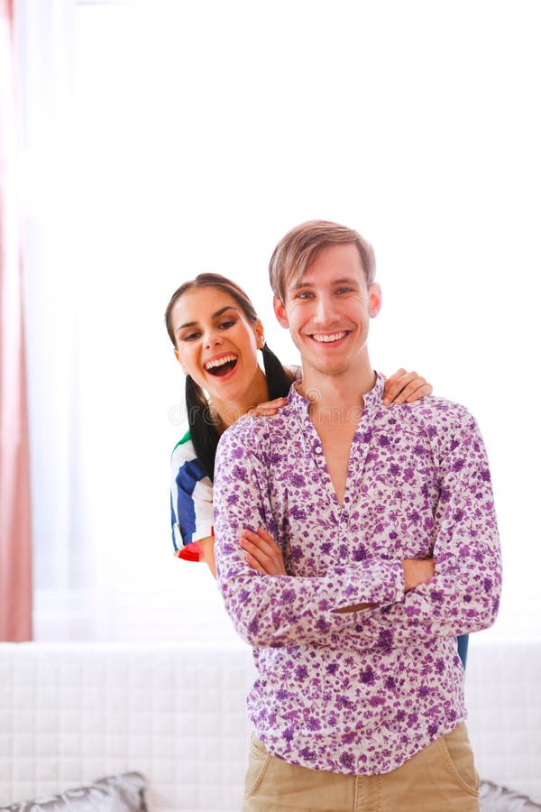 Cheerful Young Couple Having Fun at Home Stock Photo - Image of funny ...