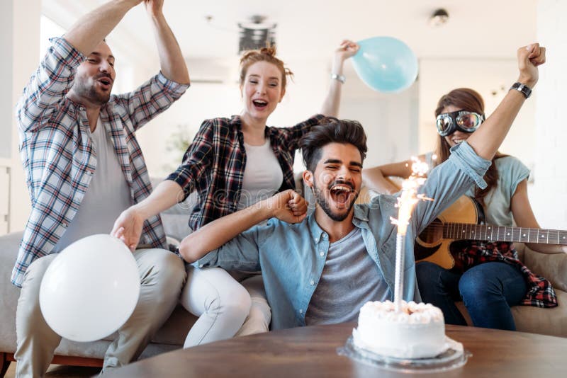 Cheerful Young Friends Having Fun on Party Stock Image - Image of ...