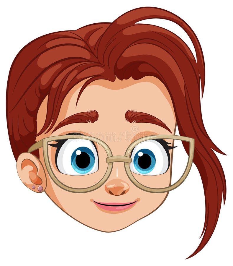 A Cheerful Young Girl Face With Glasses Stock Vector Illustration Of