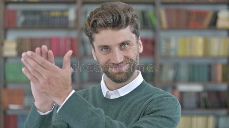 Cheerful Young Man Clapping and Celebrating Stock Image - Image of ...