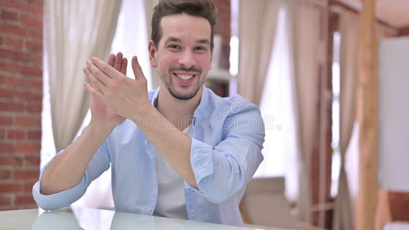 Cheerful Young Man Clapping with Hands Stock Photo - Image of gratitude ...