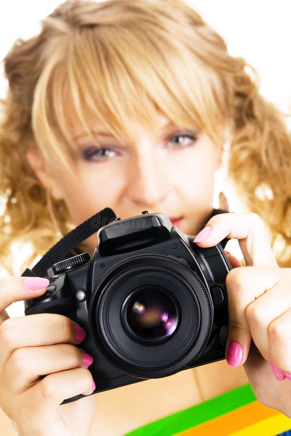 Cheerful Young Woman Taking a Picture Stock Photo - Image of lifestyle ...