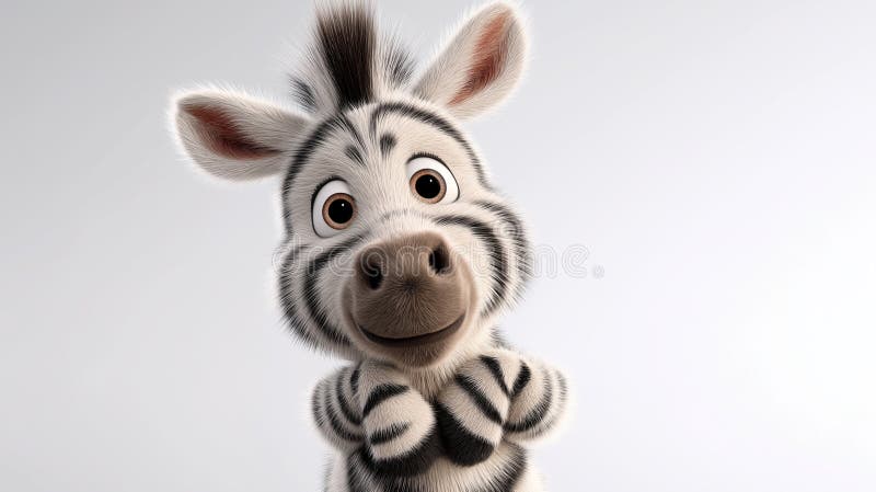 Cute Zebra Big Eyes Playful Expression White Background Stock Photos ...