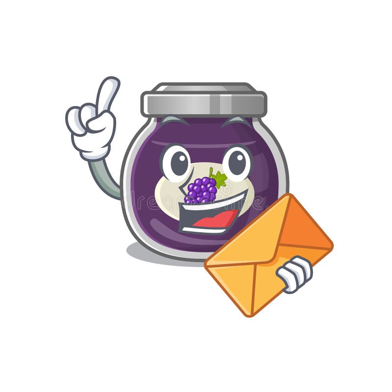 Cheerfully Grape Jam Mascot Design with Envelope Stock Vector ...