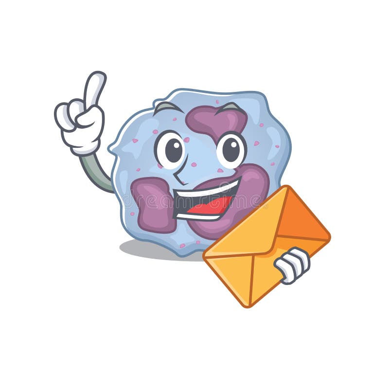 Cheerfully Leukocyte Cell Mascot Design with Envelope Stock Vector ...