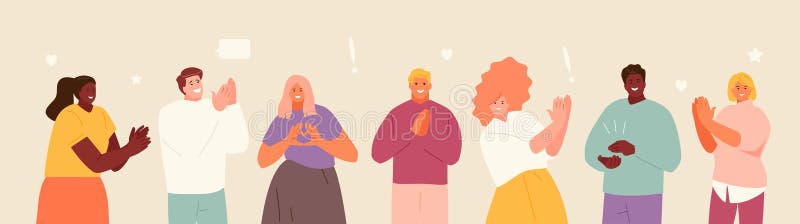 Cheering and Applauding People Ovation Stock Vector - Illustration of ...