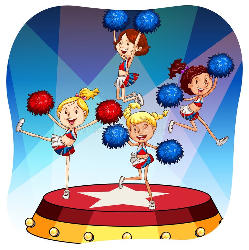 Cheerleaders Performing in Front of the School Stock Vector ...