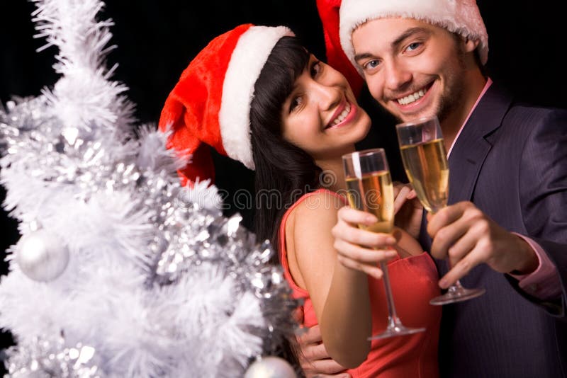 Cheering couple stock photo. Image of ball, champagne - 13033964