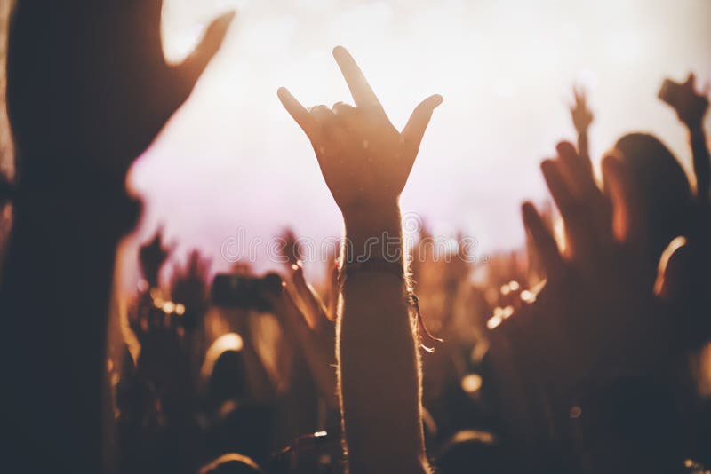 Cheering Crowd at Concert Enjoying Music Performance Stock Photo ...
