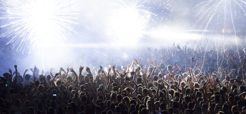 Cheering crowd at concert editorial stock photo. Image of lightts ...