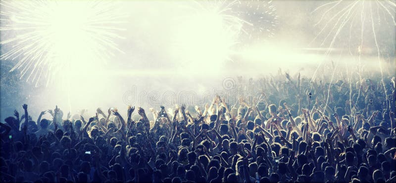 Cheering crowd at concert stock photo. Image of audience - 62306056