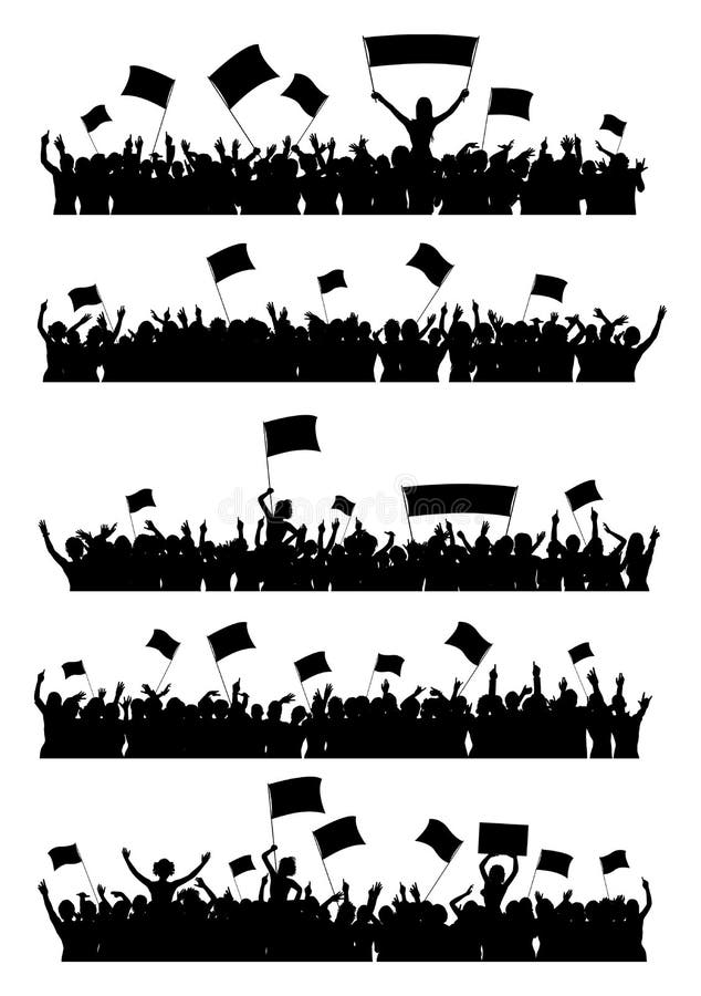 Cheering Audience With Flags Stock Vector - Illustration of audience ...