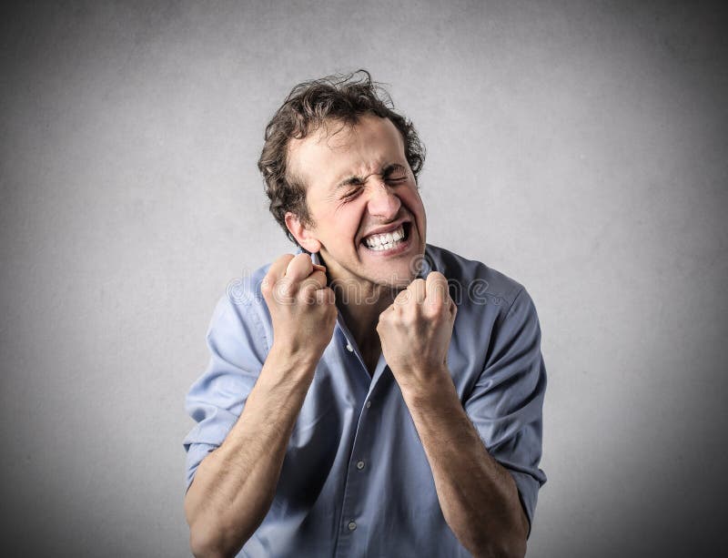 Cheering happy man stock image. Image of fist, exult - 39500959