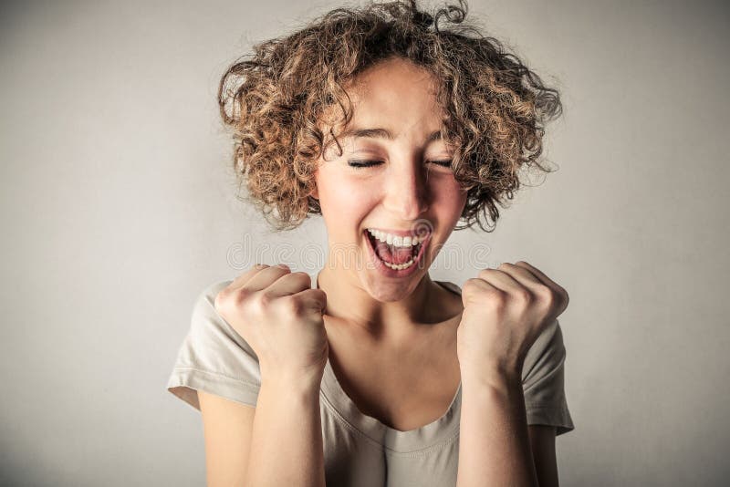 Cheering happy woman stock image. Image of teen, beautiful - 39499577