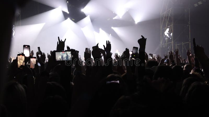 Cheering People Crowd on the Dance Floor during a Music Concert Stock ...