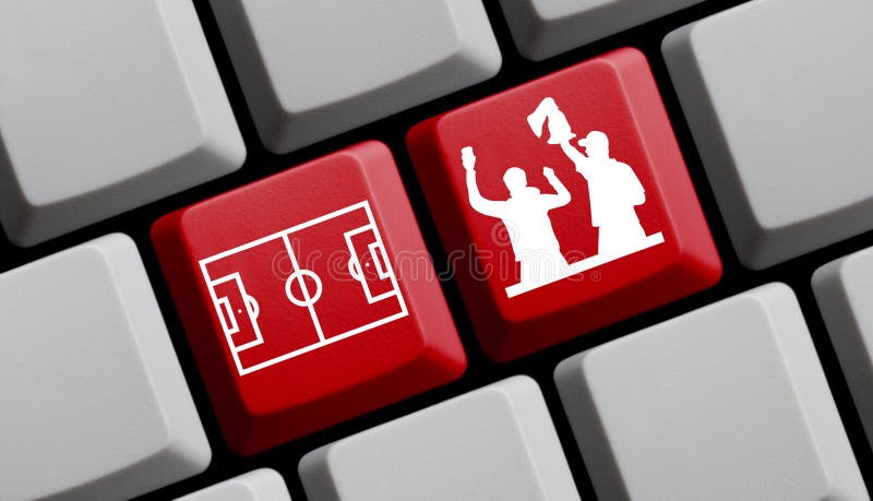 Cheering Soccer Fans on Red Computer Keyboard Stock Image - Image of ...
