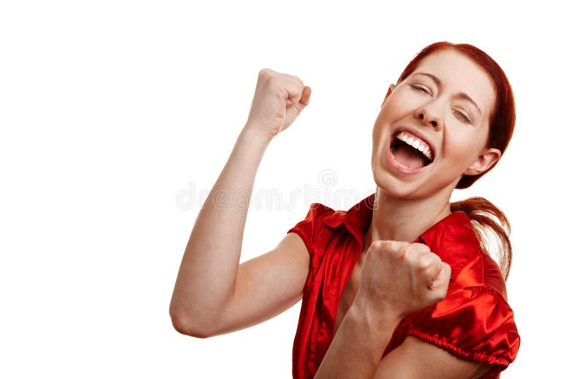 Cheering woman from behind stock image. Image of blonde - 13994549